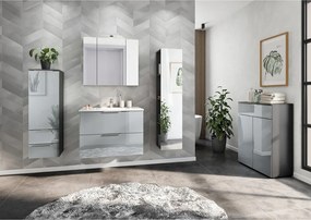 Šedá lesklá závěsná skříňka s umyvadlem 81x61 cm Vasio – Germania