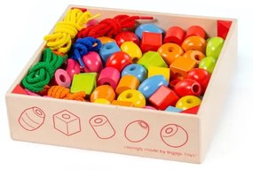 Bigjigs Toys Dřevěné navlékací korálky v bedýnce