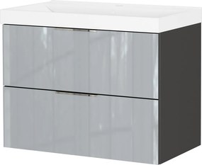 Šedá lesklá závěsná skříňka pod umyvadlo 81x65 cm Celano – Germania