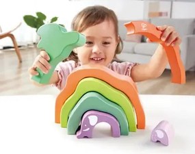 Hape Duhové stohovací kostky Safari - sloni / od 2 let
