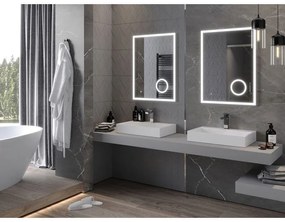 Mexen Kala, LED koupelnové zrcadlo s podsvícením a kosmetickým zrcadlem 60 x 80 cm, 6000K, ochrana proti zamlžování, 9820-060-080-611-00