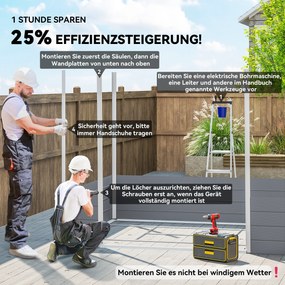 Outsunny kůlna na nářadí 4,1 m³, zahradní kůlna s jednoplášťovou střechou, 240 x 190 x 180/228 cm, kůlna na nářadí s uzamykatelnými dveřmi, okno, gar…
