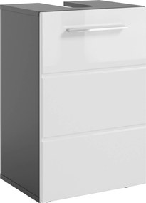 XXXLutz SKŘÍŇKA POD UMYVADLO, vysoce lesklá bílá, antracitová, 40/60/31 cm Xora - Online Only koupelnové skříňky - 001279018910