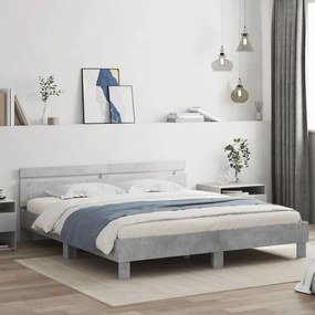 Rám postele s čelem a LED osvětlením betonově šedý 160 x 200 cm 3207535