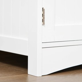 Kleankin Koupelnová skříňka se 3 policemi, šuplíkem a 2 dveřmi – Moderní skříňka na podlaze pro kuchyň, ložnici a obývací pokoj 60x33x122,5 cm Bílá