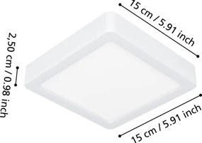 Eglo 901335 - LED Koup. stropní svítidlo FUEVA LED/7W/230V 15x15 cm IP44 bílá