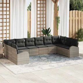Set pohovek 10 ks Světle šedá [Syntetický]: Polyratan 3346222