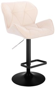 LuxuryForm DESIGN Barová židle MILANO VELUR na černé kulaté podstavě - krémová