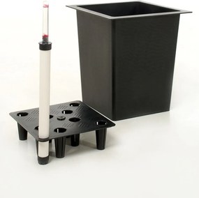 3-set hranatých plastových vložek se samozavlažovacím setem, 32*29*29 cm, černý