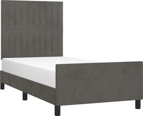 Rám postele bez matrace tmavě šedá 100 x 200 cm samet 3125862