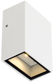 SLV Quad 1, bílé nástěnné venkovní svítidlo se svícením dolu, 3W LED, 3000K, výška 8,7cm, IP44