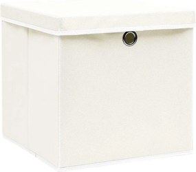 Úložné boxy s víky 4 ks bílé 32 x 32 x 32 cm textil 288350