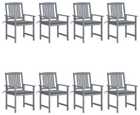 Zahradní židle s poduškami 8 ks masivní akáciové dřevo šedé,  3078223