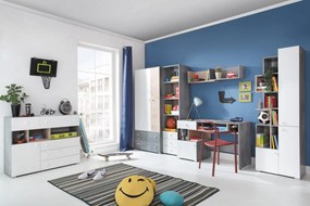 Šatní skříň SIGMA SI3 Beton + bílá lux + dub