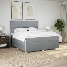 Box spring postel s matrací světle šedá 200 x 200 cm textil 3294456