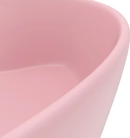 Luxusní umyvadlo s přepadem matné růžové 36 x 13 cm keramické 147032