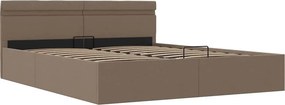 Rám postele s úložným prostorem LED taupe textil 160 x 200 cm 285628