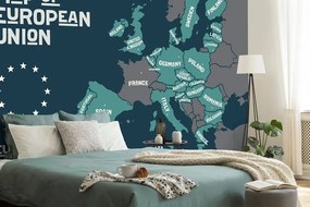 Tapeta naučná mapa s názvy zemí EU - 300x200 cm