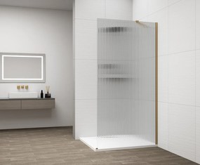 Polysan Esca Gold Matt jednodílná sprchová zástěna 120 x 210 cm k instalaci ke stěně zlatá sklo Flute vlnky ES1312-04