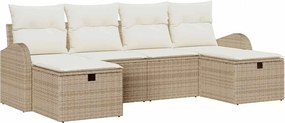 Set pohovek 6 ks Béžová a krémová polyratan 3359120