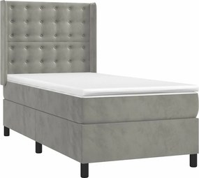 Box spring postel s matrací světle šedá 90x190 cm samet 3132891