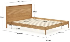 Dvoulůžková postel z dubového dřeva s roštem v přírodní barvě 160x200 cm Lenon – Kave Home