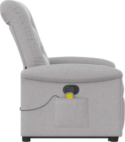 Zvedací masážní polohovací křeslo obláčkově šedé textil 3303273