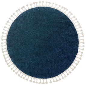 Dywany Łuszczów, Kusový koberec Berber 9000 navy kruh, 120x120 (průměr) kruh, modrá, obývací pokoj