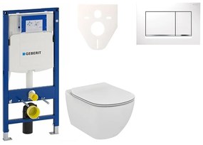 Cenově zvýhodněný závěsný WC set Geberit do lehkých stěn / předstěnová montáž+ WC Ideal Standard Tesi 111.300.00.5NE5