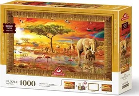 ART PUZZLE 5695 Puzzle s rámem a lepidlem 3v1 Králové savany / 1000 dí