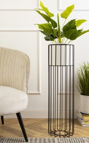 KOVOVÝ KVĚTINÁČ SE STOJÁNEM GLAM 70X20 CM BÍLÁ/ČERNÁ