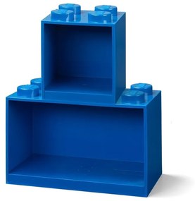 Sada 2 dětských modrých nástěnných polic LEGO® Brick