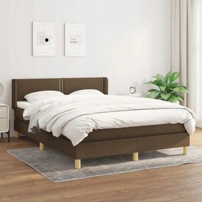 Box Spring Postel S Matrací Textil Tmavě Hnědá Hladké s hřebíky 140 x 200