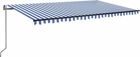 Automatická markýza LED a senzor větru 500 x 300 cm modrobílá 3069151