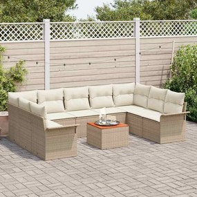 Sada zahradních pohovek 10 ks 9-Počet míst Béžová a krémová 3356041