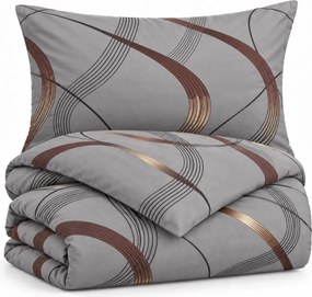 Povlečení flanelové Šedé Gold Ribbon TiaHome - 1x Polštář 90x70cm, 1x Přikrývka 140x200cm