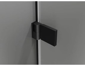 Mexen Lunar-B L pravý výklopný sprchový kout 80 x 80 cm, čiré sklo, černá matná, 832L-080-080-70-00-P