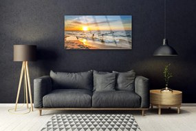 Obraz na skle Moře Západ Slunce Pláž 120x60 cm