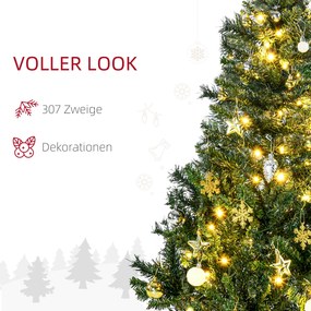 Aosom Vánoční strom, umělá jedle, 1,2 m, LED diody, včetně hvězdy, 75 cm x 120 cm, zelený