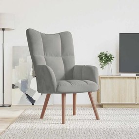 Relaxační křeslo světle šedé samet 328051