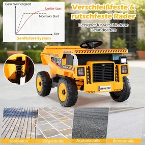 Costway 24 V dětský elektrický sklápěč 4 kolový stavební stroj s vyklápěcí