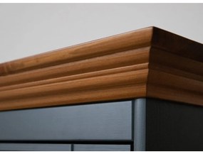 Massive home | Belluno Elegante velká grafitová vitrína 2D z masivu s dubovou deskou