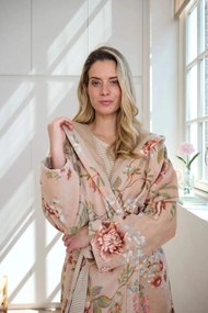 Pip Studio Secret Garden bavlněný froté župan, khaki (Dámský župan z bavlněného froté s kapucí)