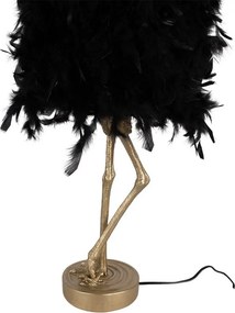 Zlatá stolní lampa Pštros s černým stínidlem - 30*30*69 cm