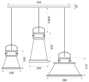 Toolight - Stropní svítidlo ASTI ABC 3xE27, černá-zlatá, OSW-00182