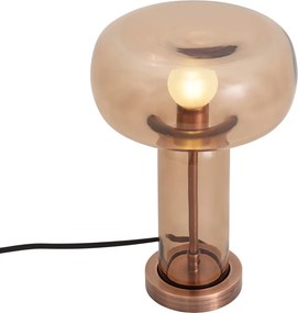 Elegantní hotelová stolní lampa tmavě bronzová s hnědým sklem - Amara
