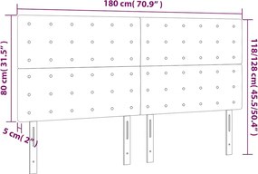 Čelo postele s LED tmavě šedé 180x5x118/128 cm samet 3122919