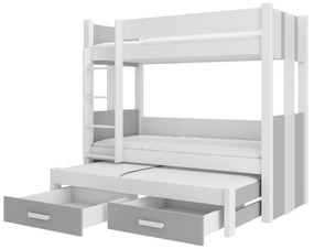 ADRK Rozkládací patrová postel ARTEMA, CH-ARTE-WG-M-200, 200x90 cm s matrací, bílá/světle šedá