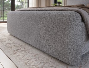 Postel Ollival 180x200 s kovovým roštem a úložným prostorem, šedé bouclé