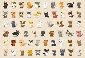 INTERDRUK Puzzle se samolepkami Kočky / 250 dílků / rozměr 48 × 33 cm